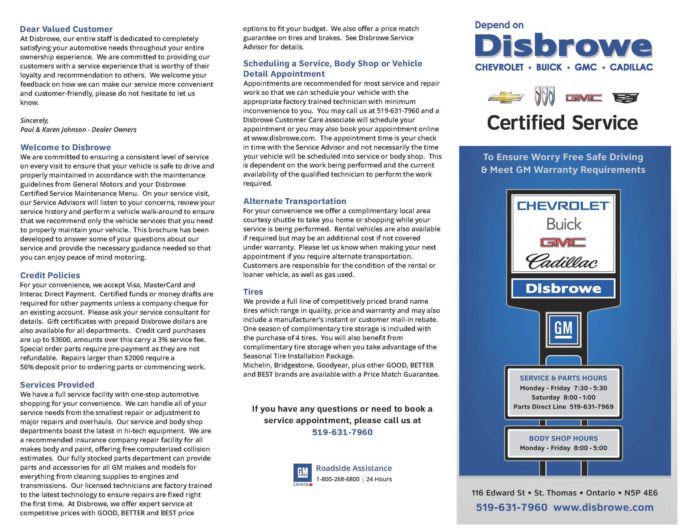 Certified Service Menu - Disbrowe Chevrolet