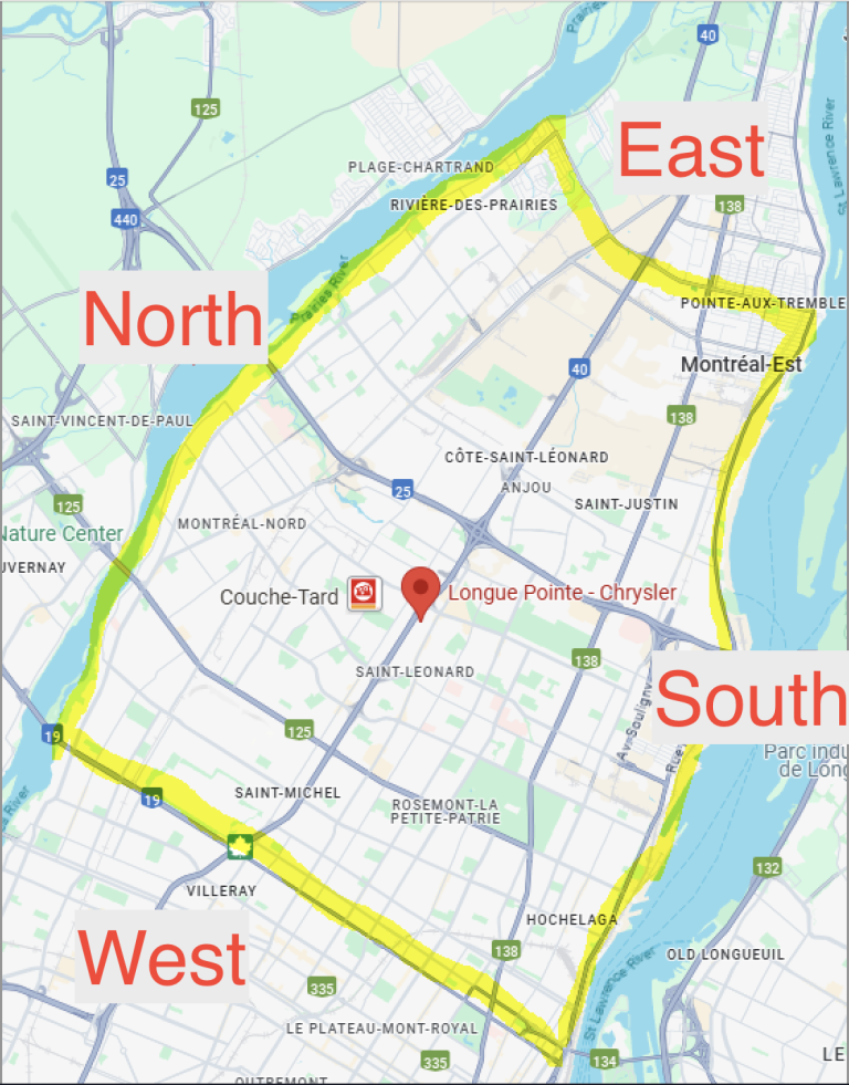 Shuttle Map - Longue Pointe Chrysler